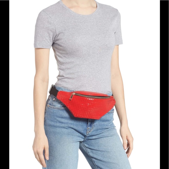 Jane & Berry | Bags | Red Embossed Fanny Belt Bag | Poshmark
